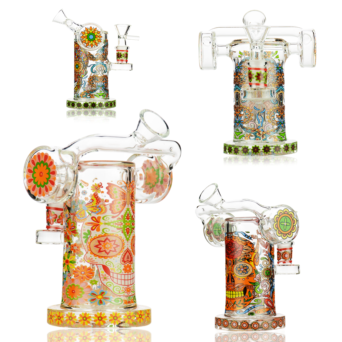 6.5" Recycler Day of The Dead Beaker with 14mm Male Bowls – LA ...