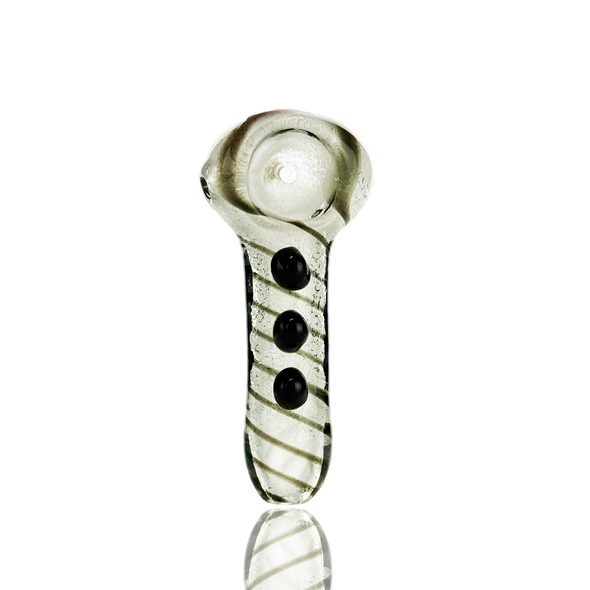3.5" White Frit Hand Pipe with Buttons – LA Wholesale Kings