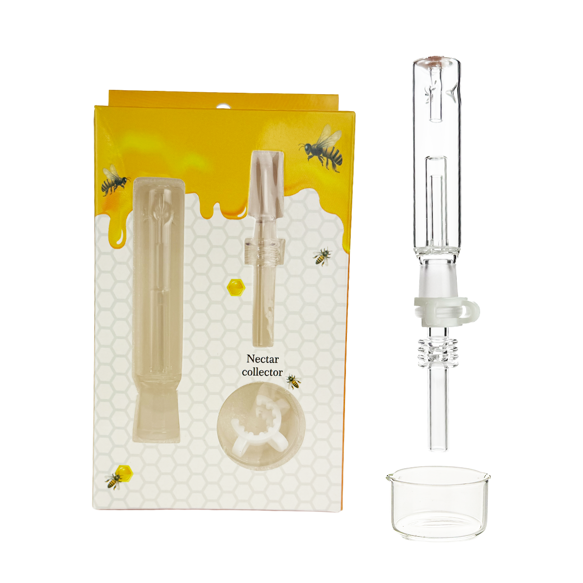 6" Glass Nectar Collector Straw with Quartz Nail and Jar – LA Wholesale ...