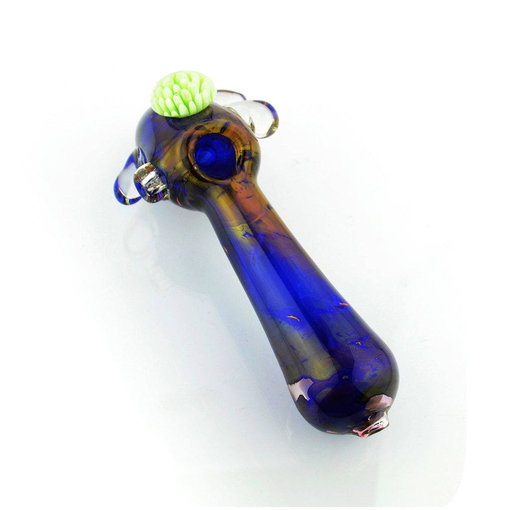 7" Gold Double Tube Locket Electroplated Hammer Spoon Hand Pipe