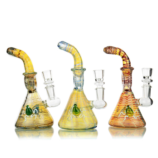 7" Donut Neck Fancy Bong with Frog Locket 14mm Male Included